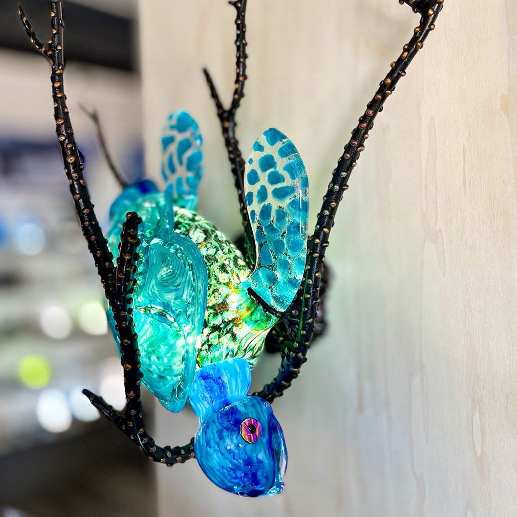 Coral Reef Series Bitwork Honu (Turtle) Sconce 01 | Moana Glass By Ryan ...